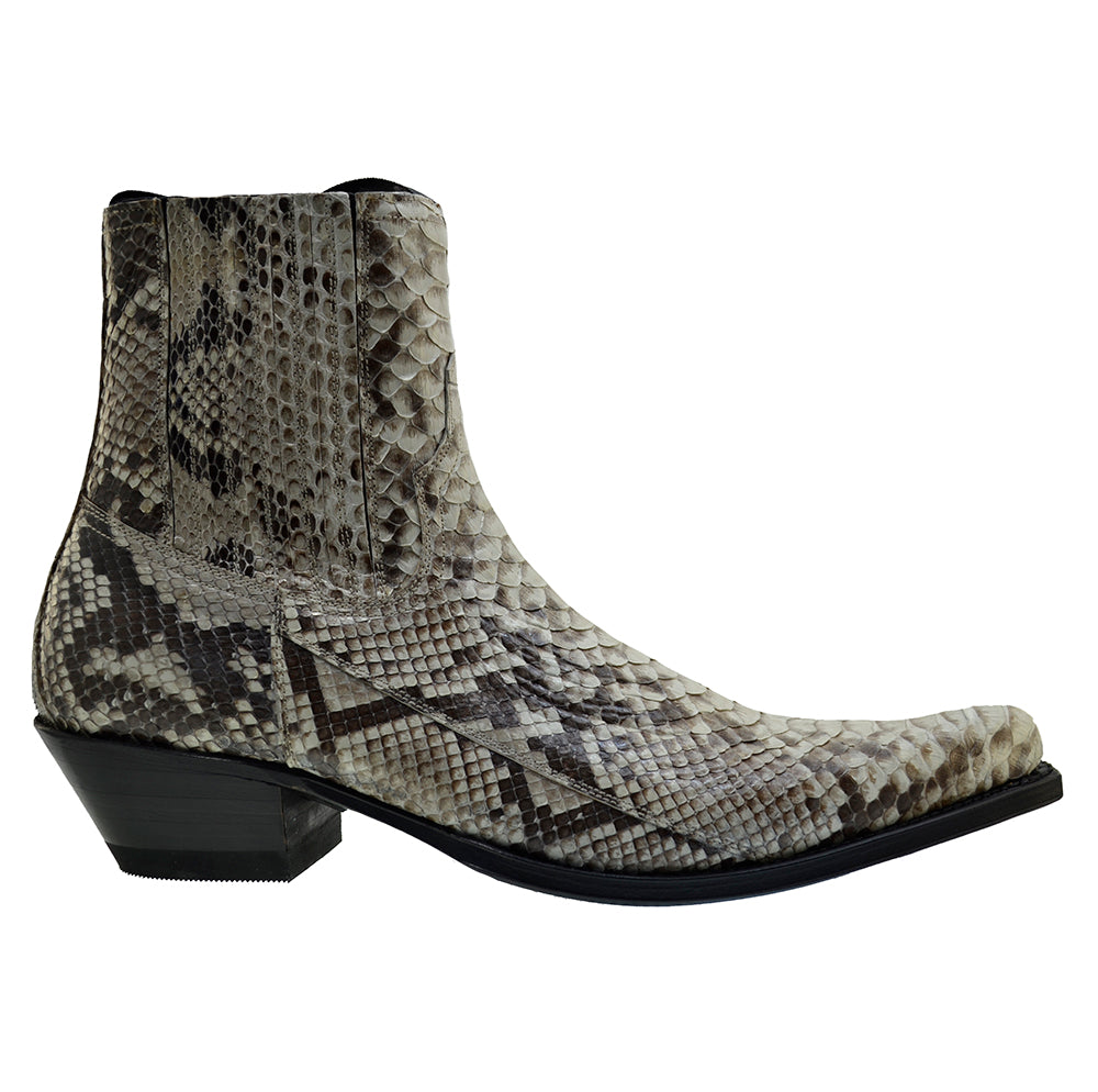Men's Cowboy Boots Sendra 4375P Natural Python Skin Cuban Heel Ankle B ...